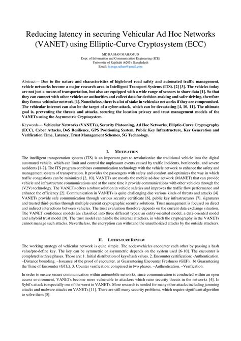 Pdf Reducing Latency In Securing Vehicular Ad Hoc Networks Vanet