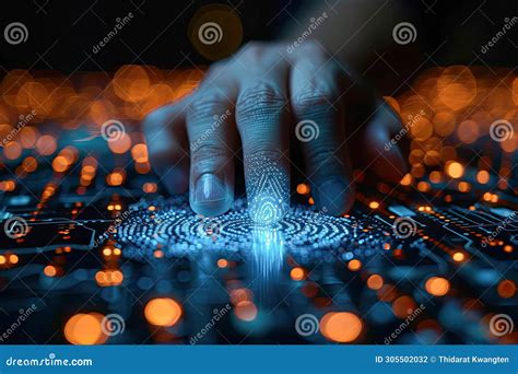 Business Man Fingerprint Scanning And Biometric Authentication