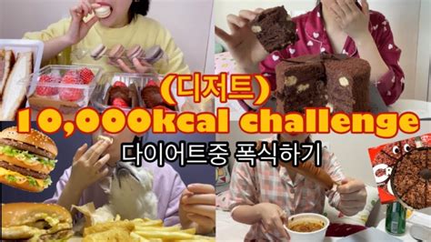 🔥디저트 만칼로리챌린지🔥 다이어트 포기 한거 아니에요😭 투썸케이크 마카롱 스벅케이크 딸기케이크 빅맥 소세지 테라 육개장 오믈렛 Youtube