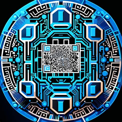 Premium Vector Qr Barcodeblue Circuit Board Digital Qr Code Vector