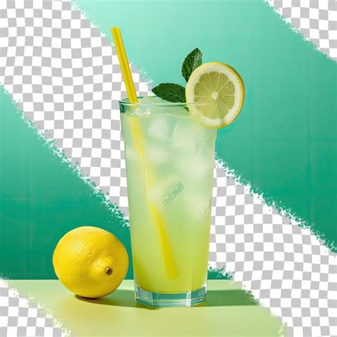 Premium Psd Lemonade Glass On Green Bg