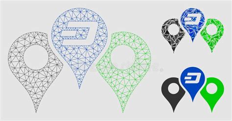 Dashcoin Map Markers Vector Mesh 2d Model And Triangle Mosaic Icon Stock Vector Illustration