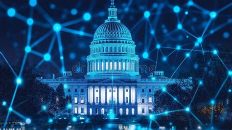 Us Capitol Building Network Washington D C Digital Network And Global Connectivity Concept