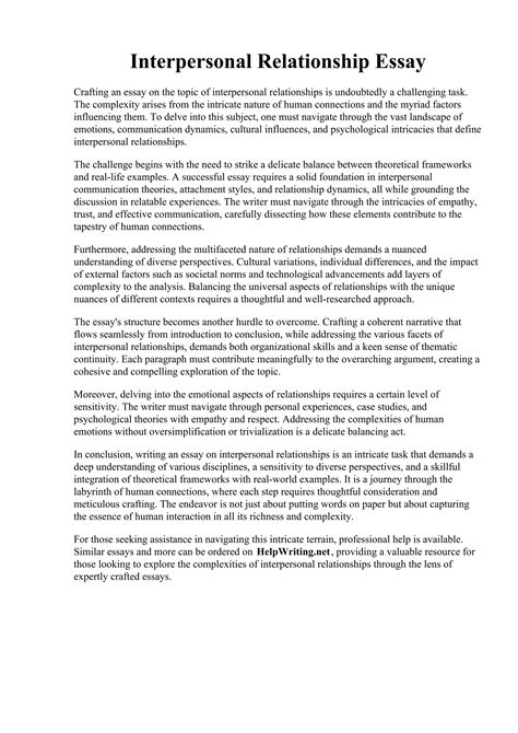 Interpersonal Relationship Essay Pdf