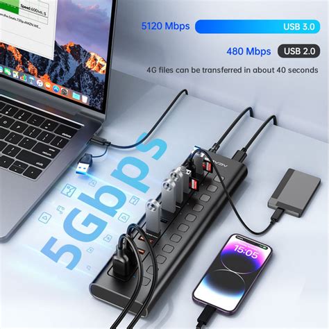 Acasis Type C Hub 11 портов Usb C Hub Multi Usb Splitter Dock Station Быстрая зарядка Usb 3 0