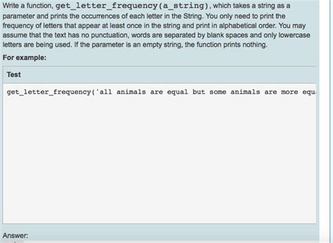 Solved Write A Function Get Letter F Requency A String Chegg