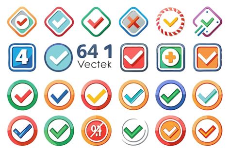 Free Vector A Set Of 24 Colorful Checkmark Icons Including A Red