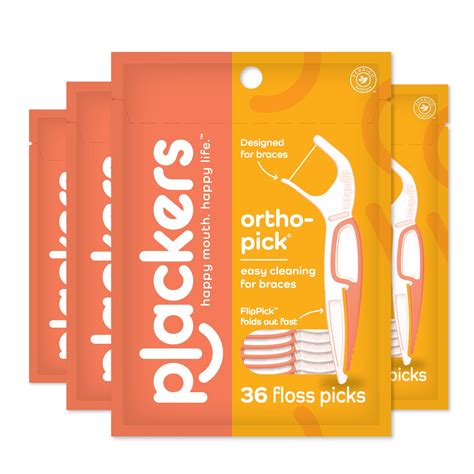 Plackers Orthopick Floss Picks Unflavored Designed For