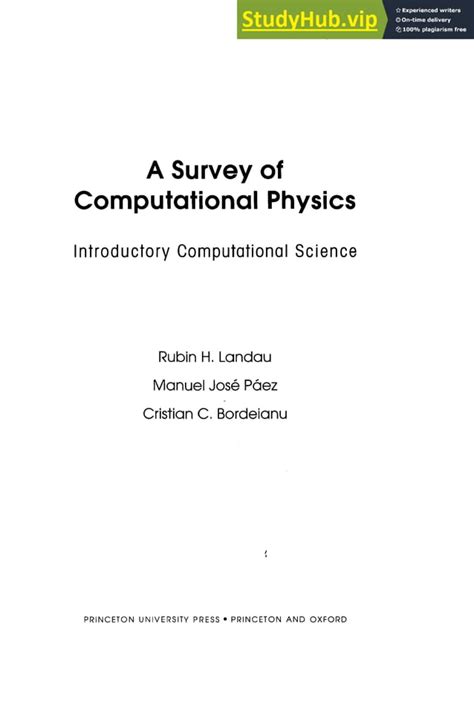 a survey of computational physics introductory computational science