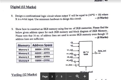 solved digital 12 marks 8 design a combinational logic circuit