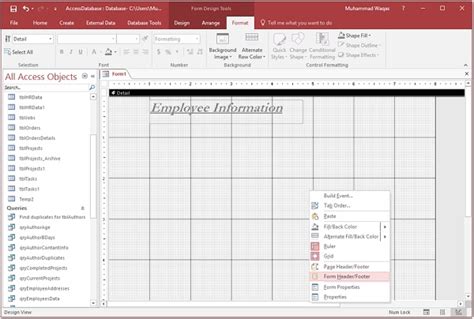 Ms Access Controls And Properties