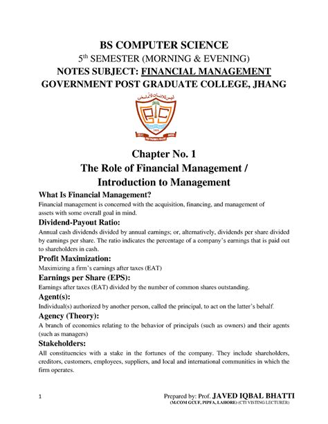 Bs Computer Science Chapter No 1 The Rol 1 Prepared By Prof Javed