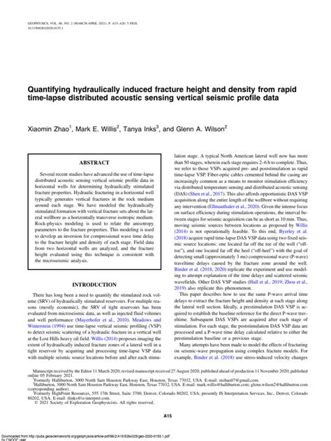 quantifying hydraulically induced fracture height and density from