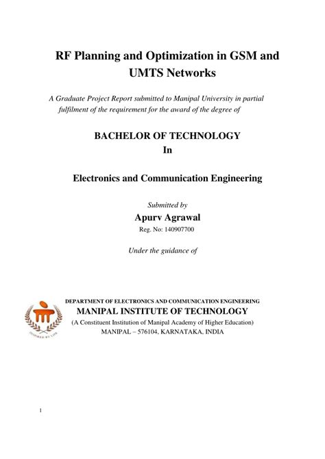 Pdf Rf Planning And Optimization In Gsm And Umts Networks Under The Guidance Of Department Of