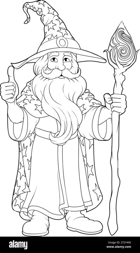 Wizard Merlin Cartoon Beard Magician Man Character Stock Vector Image