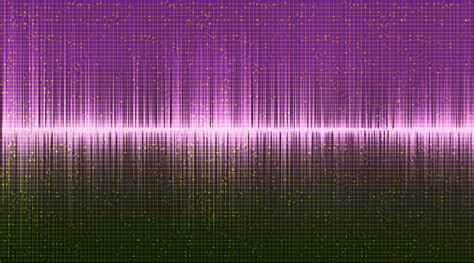 보라색과 녹색 디지털 사운드 웨이브 로우와 레드 배경에 하이트 리히터 스케일 기술 및 지진 파도 다이어그램 개념 음악 스튜디오