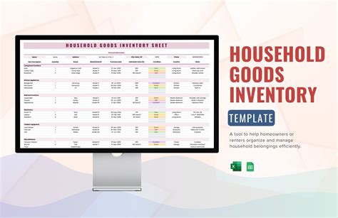 Household Inventory Template in Google Docs, Google Sheets, PDF, Apple Numbers, Word, Pages ...