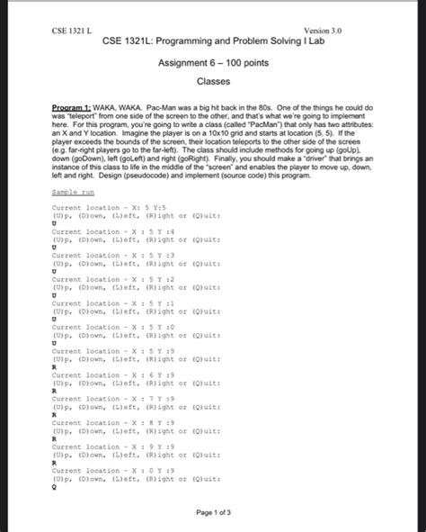 Solved Cse 1321 L Version 30 Cse 1321l Programming And