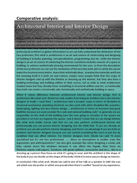 Comparative Analysis Architect Design