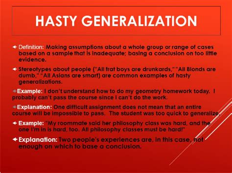 Hasty Generalization Examples In Politics