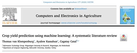 科学网—2020 Cea 使用机器学习预测作物产量：系统的文献综述 王敬敬的博文