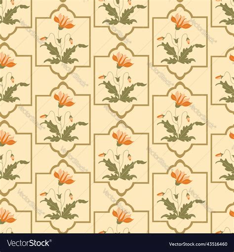Mughal Era Floral Seamless Repeat Pattern Vector Image