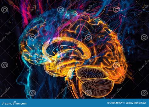 Detailed Abstract Art Of Human Brain Illuminating Neural Interactions And Functions Generative