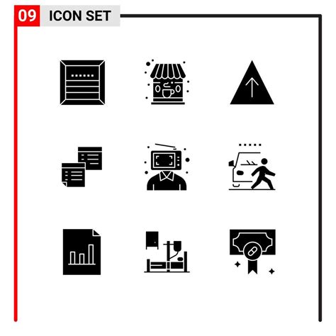 User Interface Pack Of 9 Basic Solid Glyphs Of Paper Office Career Notes Files Editable Vector