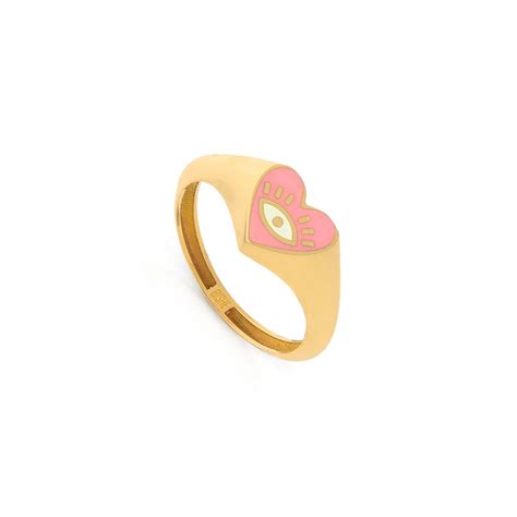 انگشتر طلا چشم نظر و قلب با میناکاری دلخواه گالری بیشه