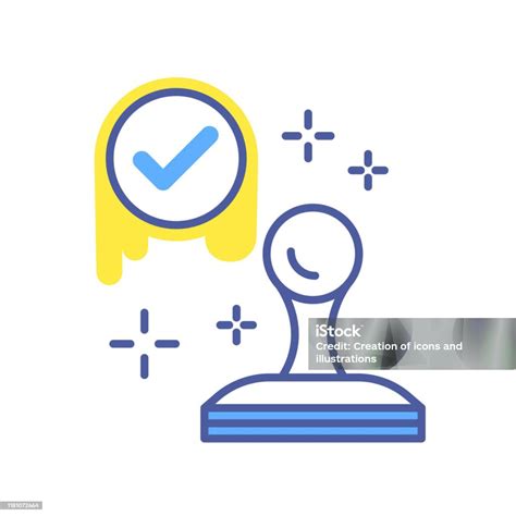 승인 된 스탬프 색상 라인 아이콘입니다 성공적인 체크 개념 인증된 유효성 검사 요소입니다 웹 페이지 모바일 앱에 대한 로그인 개념에 대한 스톡 벡터 아트 및 기타 이미지