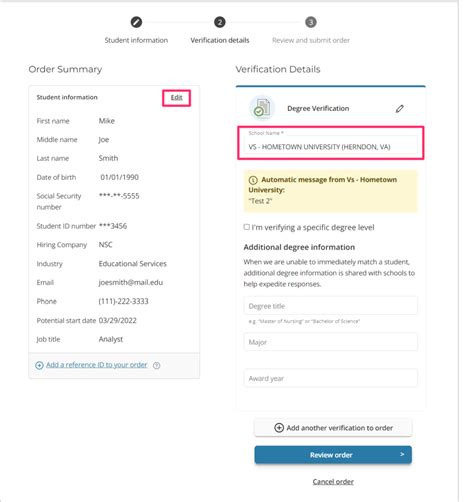 Create A Verification Request Clearinghouse School Secure Site Help