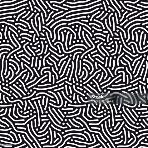 둥근 선이있는 유기적 배경 확산 반응 원활한 패턴 생물학적 모양의 선형 설계 흑백의 추상 벡터 그림입니다 0명에 대한 스톡 벡터 아트 및 기타 이미지 Istock