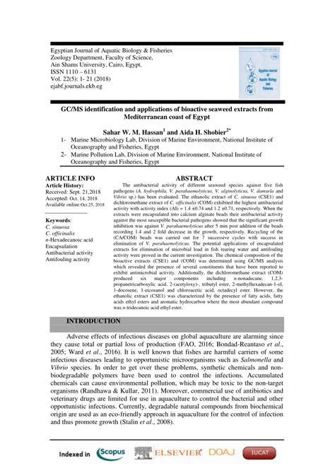 pdf gc ms identification and applications of bioactive seaweed