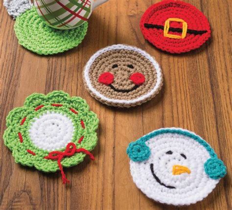 Crochet Pattern Christmas Coasters Crochet Vintage Pattern Snowman Coaster Santa Coaster