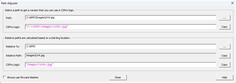 Path Adjuster Dialog Cspro Users Guide