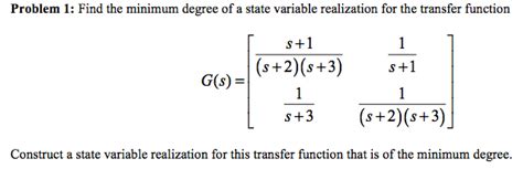 Find The Minimum Degree Of A State Variable Chegg Com