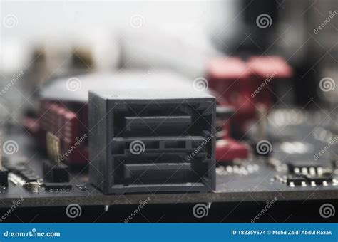 Close Up SATA Connectors On The Computer Motherboard Stock Photo Image Of Hardisk Background