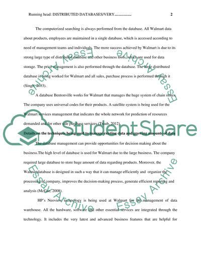 Distributed Databasesvery Large Databases Assignment