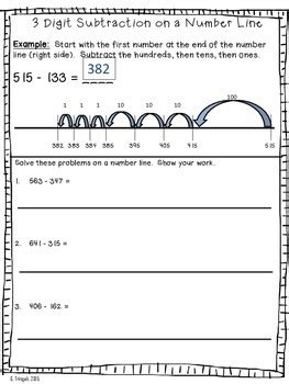 3 Digit Subtraction On The Number Line Worksheets By Gretchen Tringali