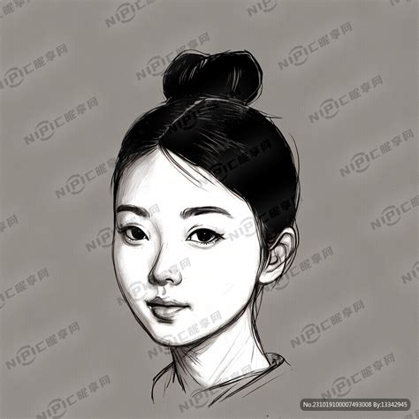 Ai创作图手绘简笔画女孩头像 昵图网