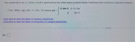 Solved The Current I T ﻿in An Lc Series Circuit Is Governed