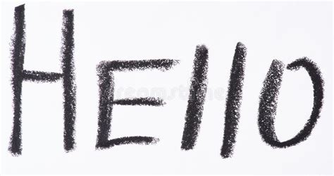 Word Hello Written In Bold Textured Black Crayon Letters On A White
