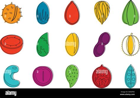 Nuts Icon Set Color Outline Style Stock Vector Image And Art Alamy