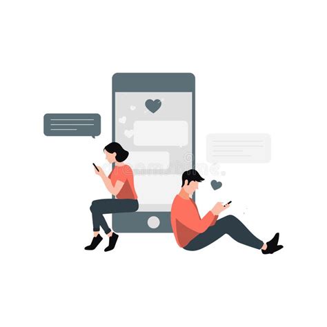 Boy And Girl Are Having Online Love Chat Stock Illustration