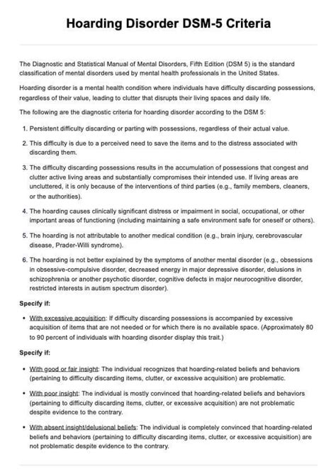Hoarding Disorder Dsm 5 Criteria