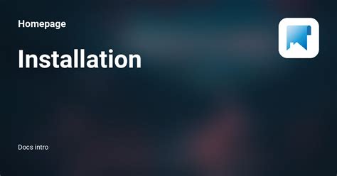 Installation Homepage