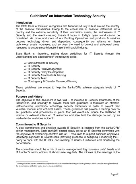 Guidelines On IT Security Guidelines On Information Technology Security Introduction The