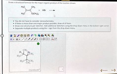 SOLVED: Draw a structural formula for the major organic product of the reaction shown. CH3 H3C ...