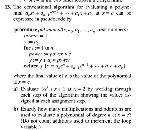 Solved 3 The Conventional Algorithm For Evaluating A