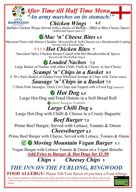 Menus The Inn On The Furlong